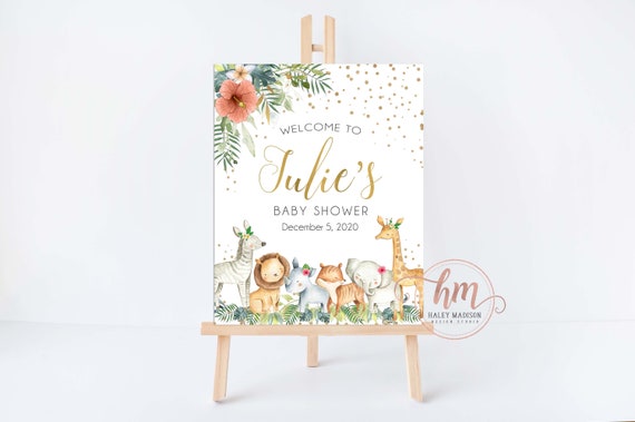 Editable Safari Baby Shower Welcome Sign Printable Jungle, 48% OFF