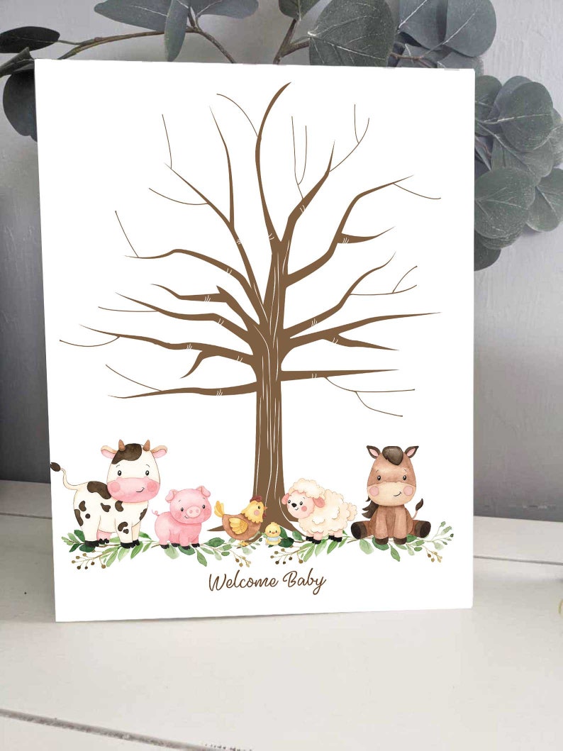 Baby Farm Shower Thumbprint Sign, Farm Baby Shower Guest Book, Farm ...