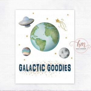 Astronaut Galactic Goodies Sign, Food Station Sign, Outer Space Theme ...