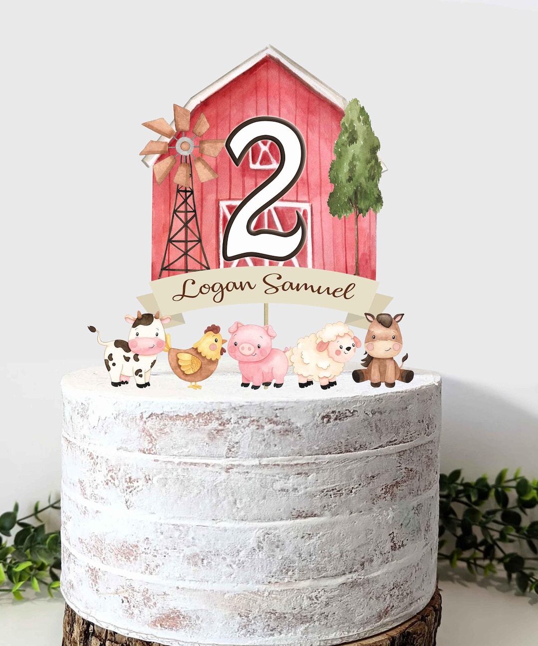 Farm Cake Topper, Personalized Farm Birthday Party Cake Topper, Cute ...