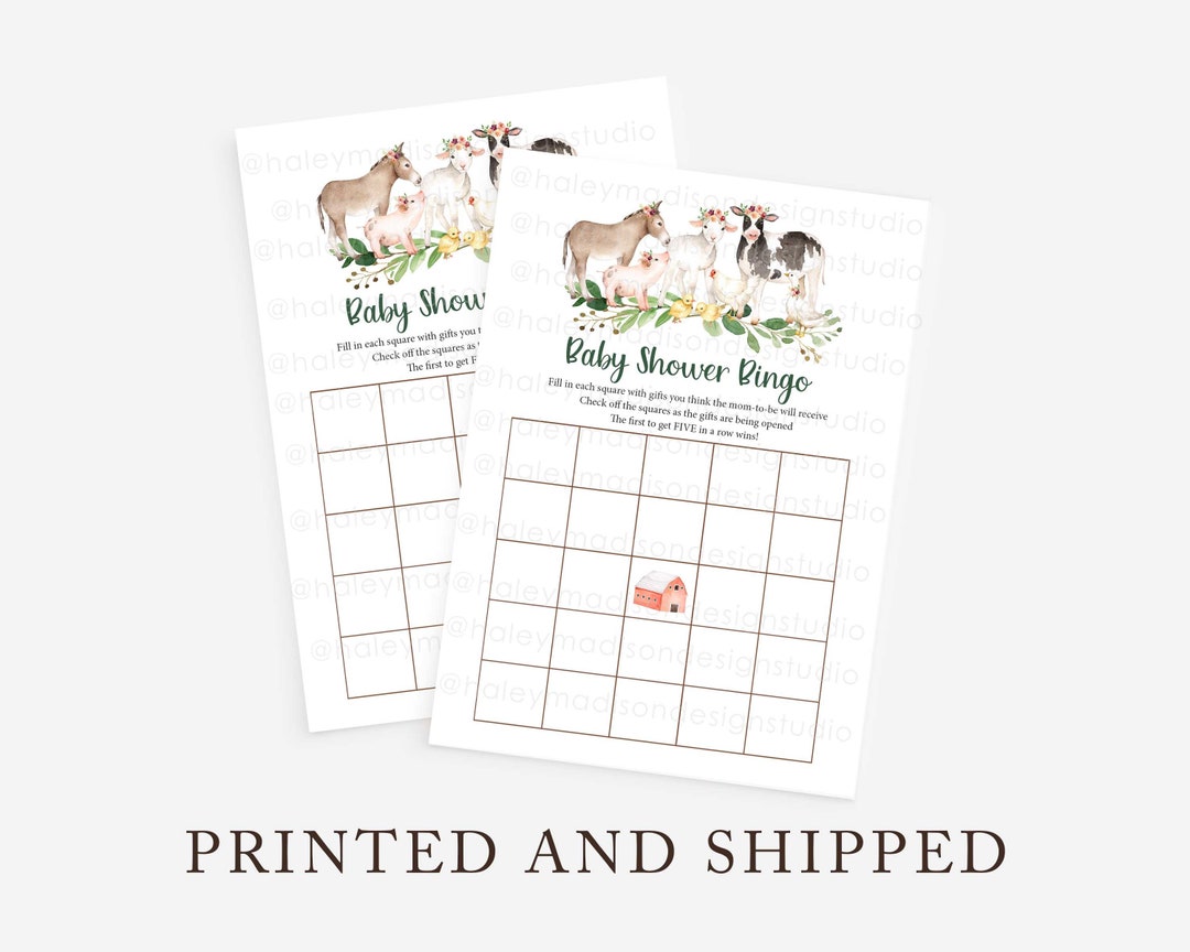 Floral Farm Baby Bingo Game, Farm Baby Shower Bingo Game, Farm Greenery ...