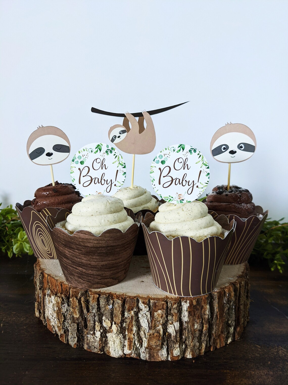 Set of 12 Sloth Baby Shower Cupcake Toppers Sloth Baby Shower | Etsy