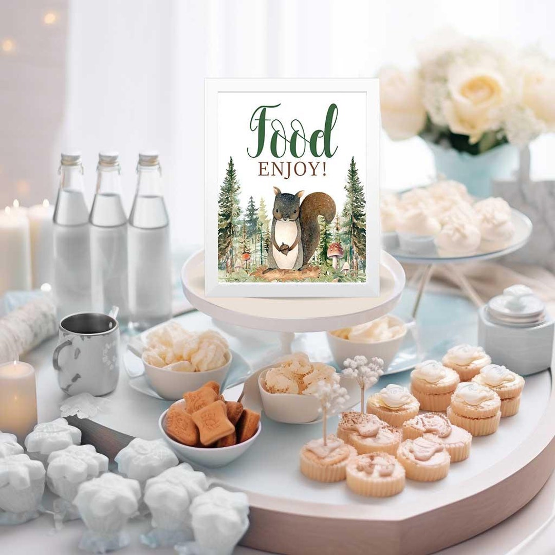 PRINTABLE Woodland Food Table Sign 8x10, Forest Animals Baby Shower ...