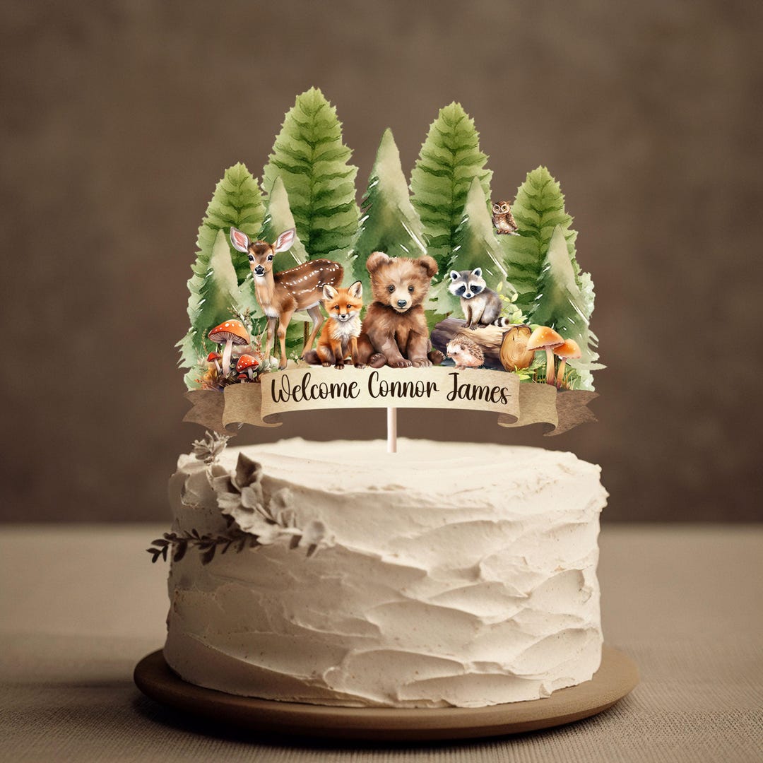 Woodland Enchanted Forest Cake Topper Personalized, Woodland Baby ...