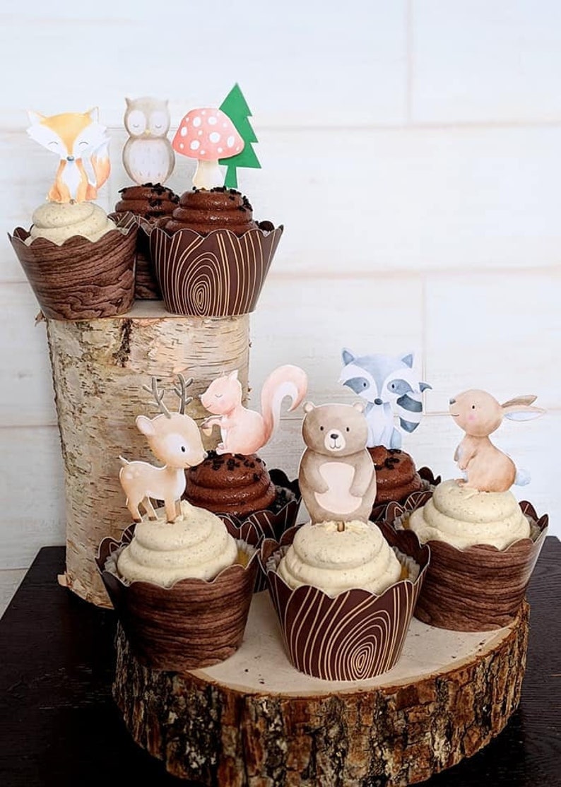 Forest Friends Cupcake Toppers, Forest Animals Toppers, Woodland First ...