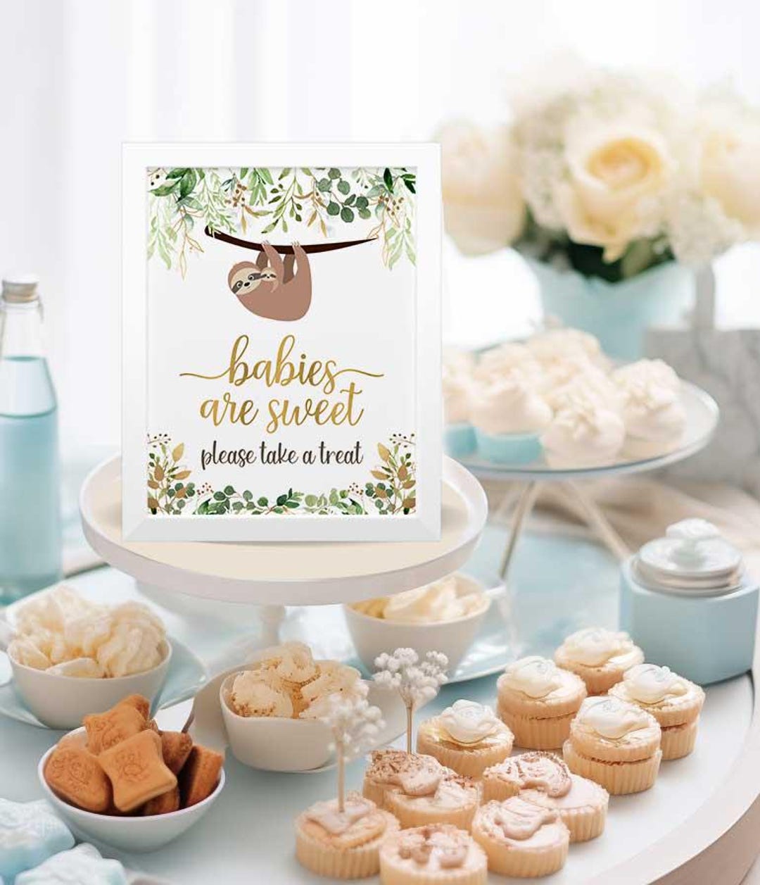 Sloth Food Sign Baby Shower Table Signs, Treat Sign, Favors Sign ...