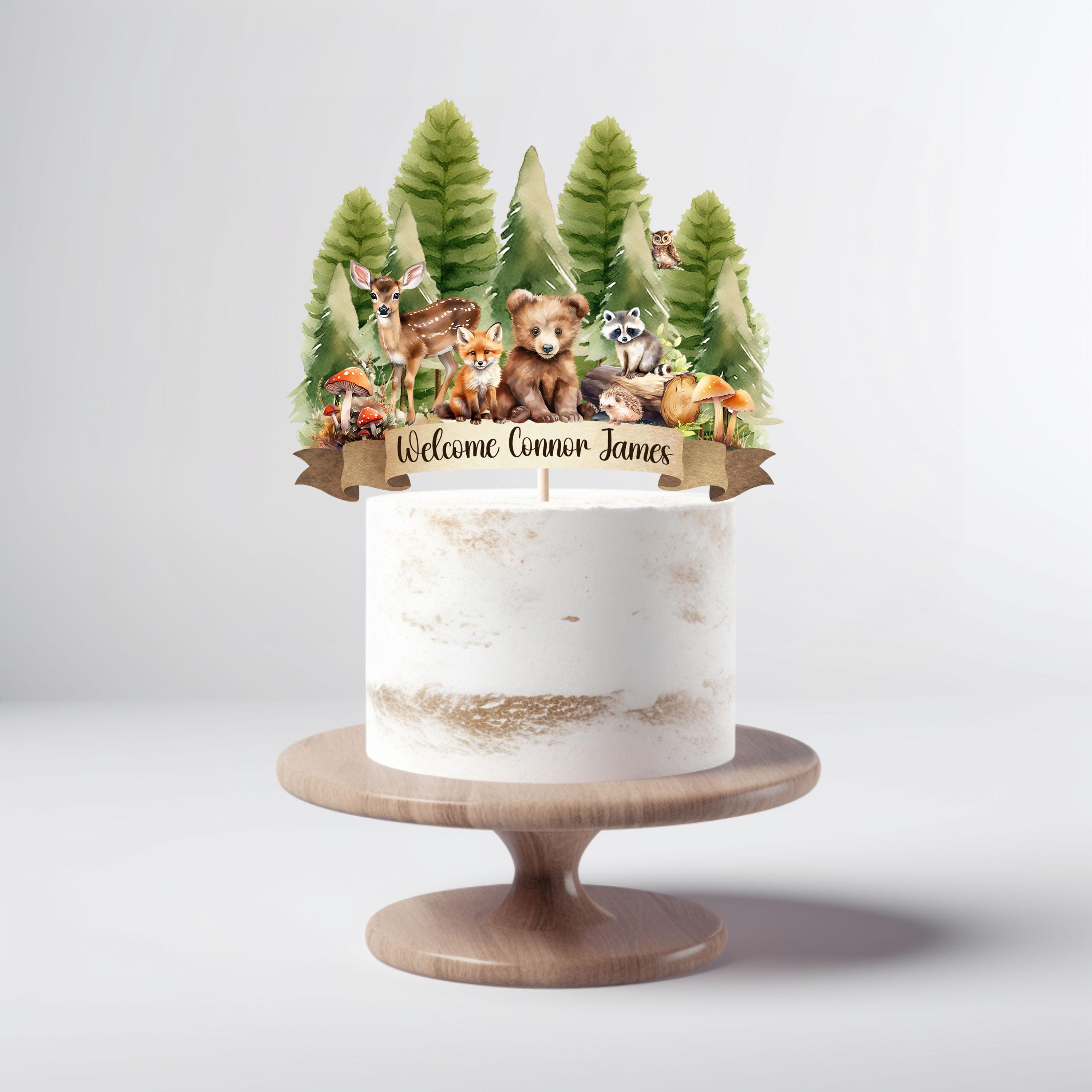 Woodland Enchanted Forest Cake Topper Personalized, Woodland Baby ...