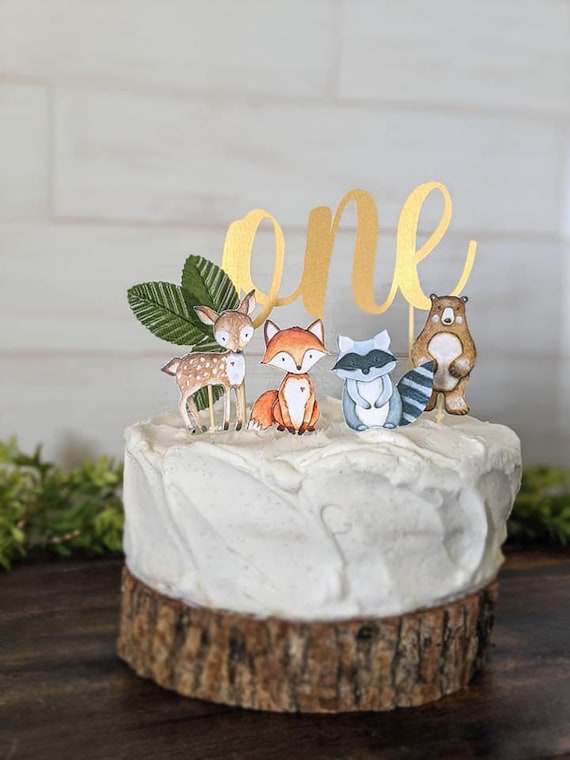 woodland first birthday cake topper 1st birthday cake topper Rustic one ...