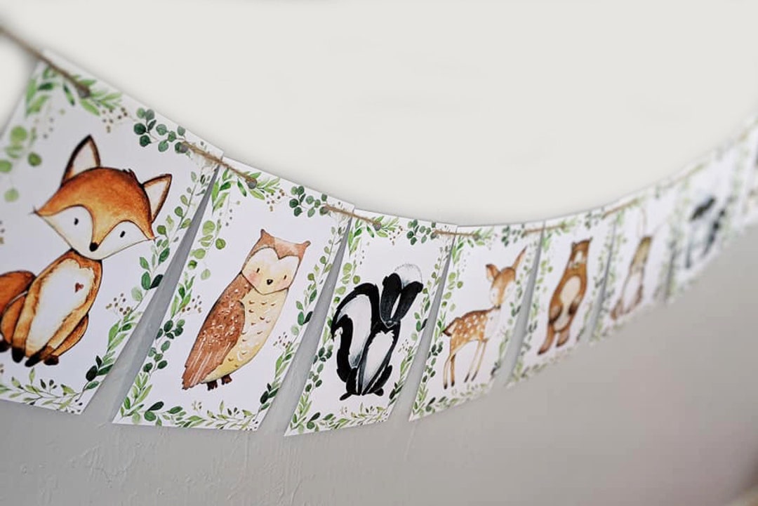 Woodland Animals Banner, Woodland Baby Shower Banner, Woodland Birthday ...