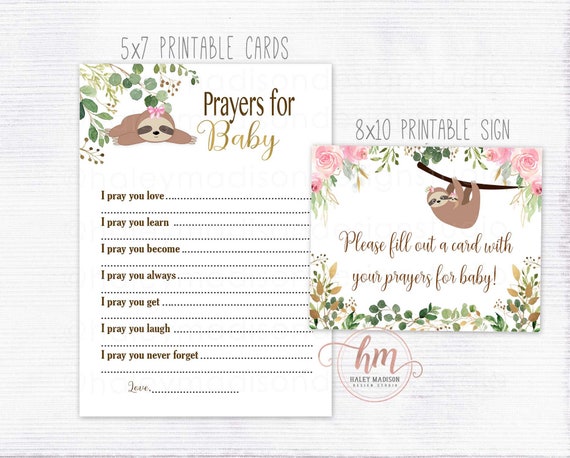 Sloth Prayers for Baby Cards and Sign Sloth Pink Baby - Etsy