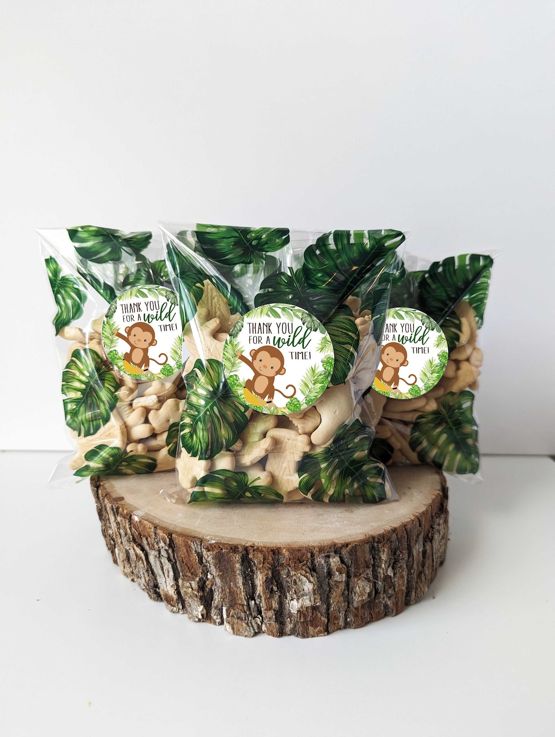 Set of 12 Stickers and Bags, Monkey Jungle Party Favors, Monkey First ...
