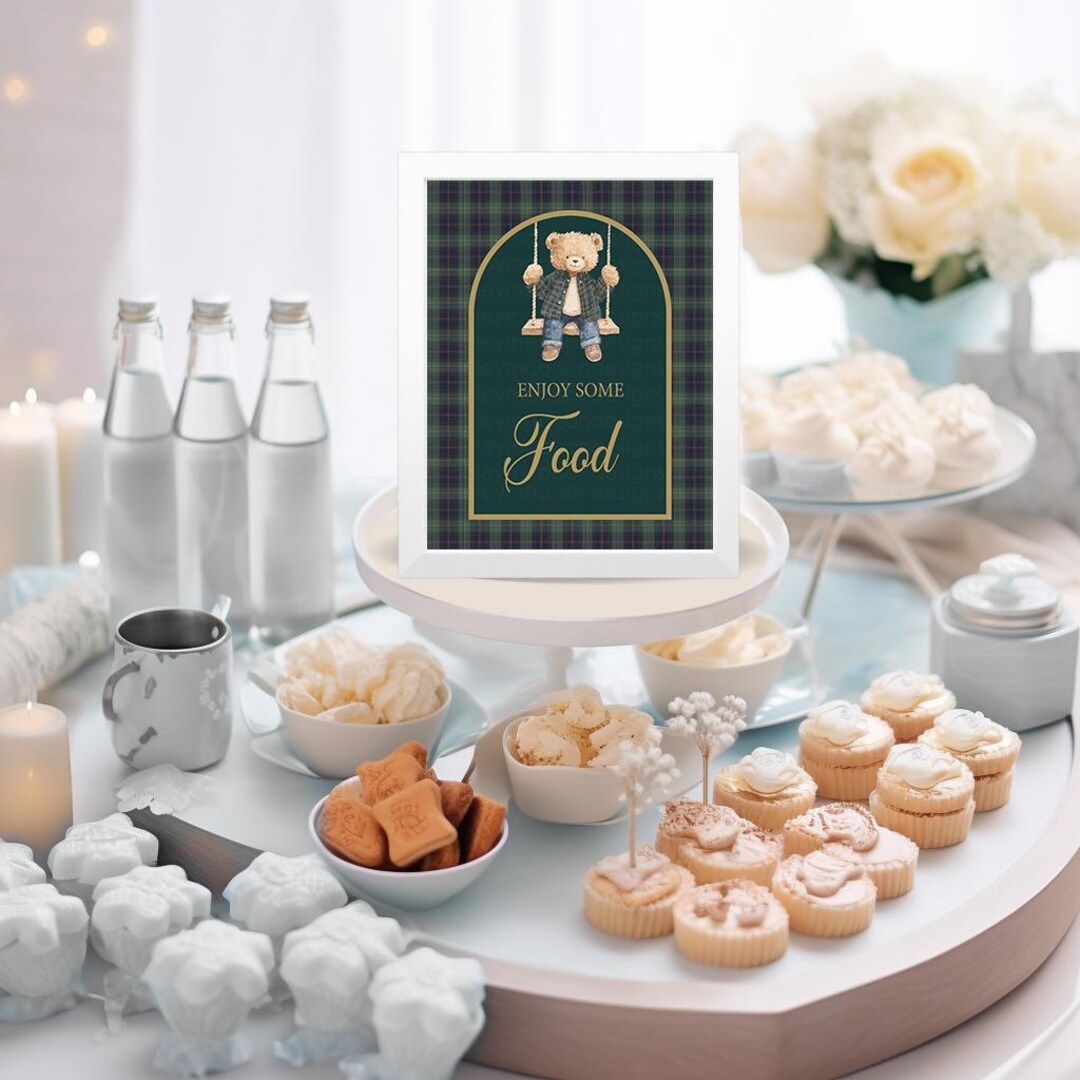 Plaid Teddy Bear Food Table Sign 8x10 Printable File - Etsy