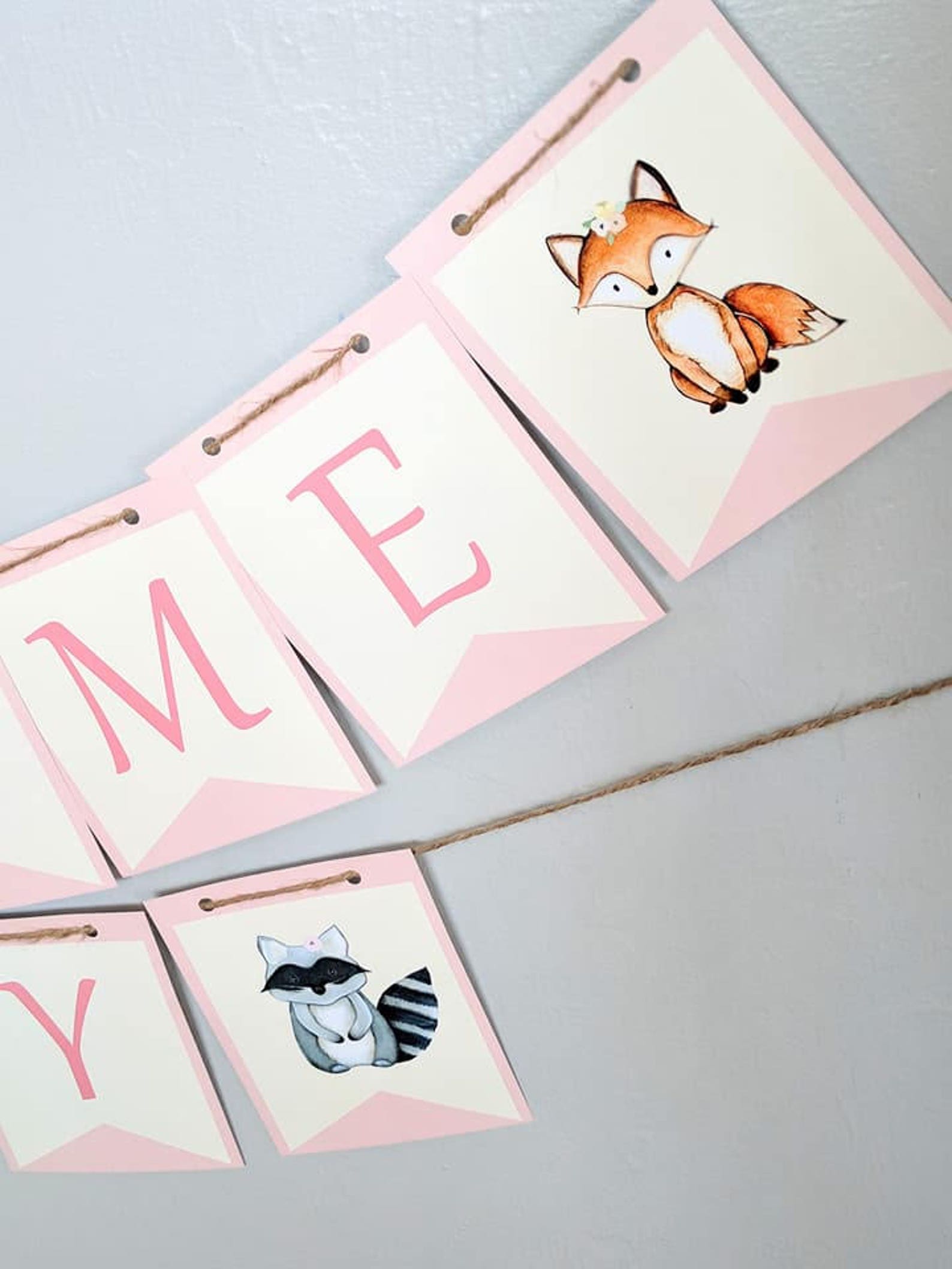 Woodland Welcome Baby Banner Pink Woodland Baby Shower - Etsy