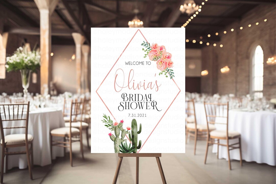Cactus Bridal Shower Welcome Sign, Succulent Welcome Sign, Western ...