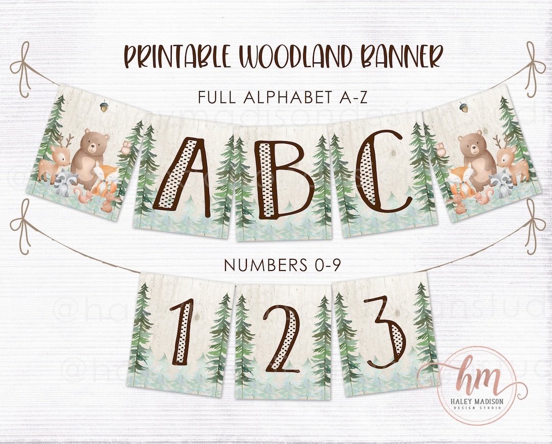 PRINTABLE Woodland Banner, Woodland Alphabet Banner, Forest Friends ...