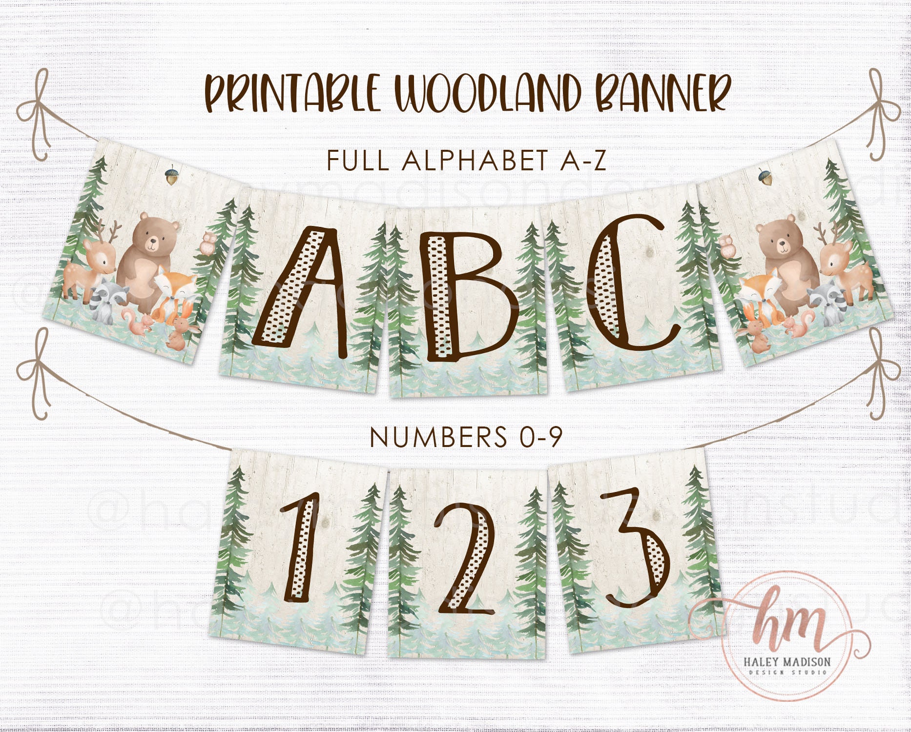 PRINTABLE Woodland Banner Woodland Alphabet Banner Forest | Etsy
