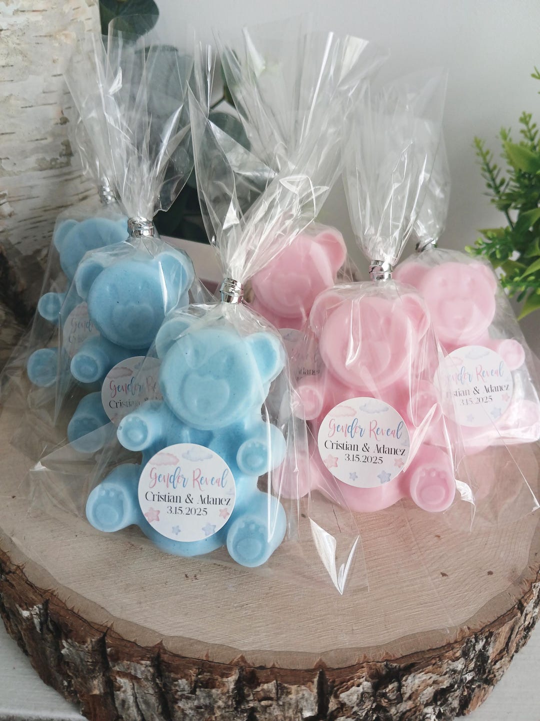 Teddy Bear Gender Reveal Soaps Favors, Baby Shower Soaps, Handmade Soap ...
