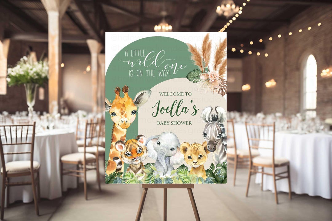 Jungle Baby Shower Welcome Sign, Jungle Safari Welcome Sing, Jungle ...