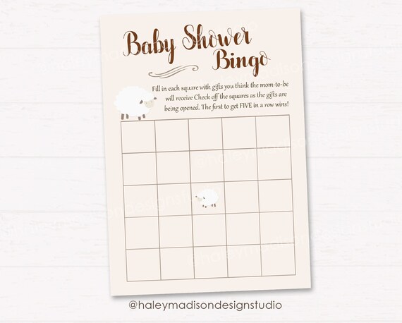 Cute Lambs Baby Shower Bingo Cards,Lamb Baby Shower Bingo Games ...