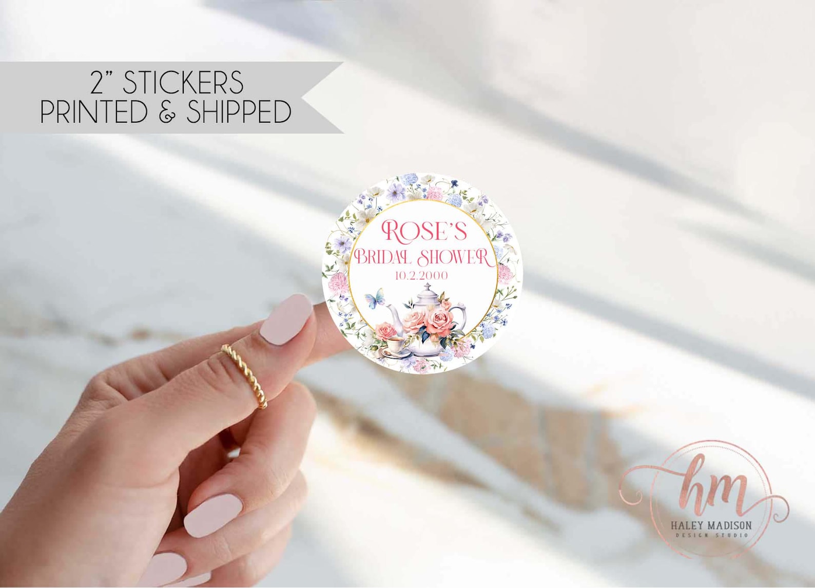 Tea Party Stickers Size 2" Round, Tea Party Birthday, Bridal Shower ...