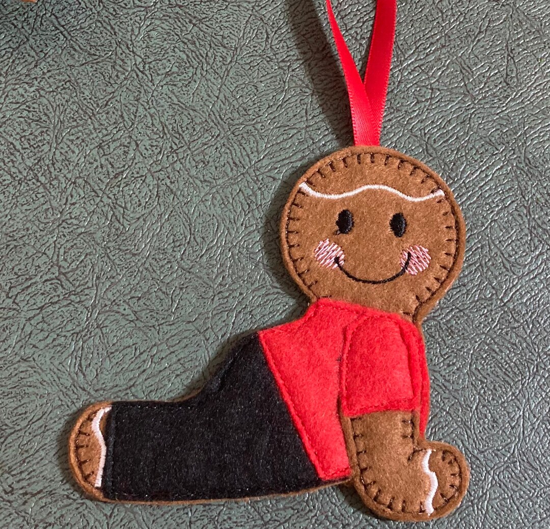 Pilates Yoga Stretch Gingerbread Man Hanging Felt Decoration Christmas ...