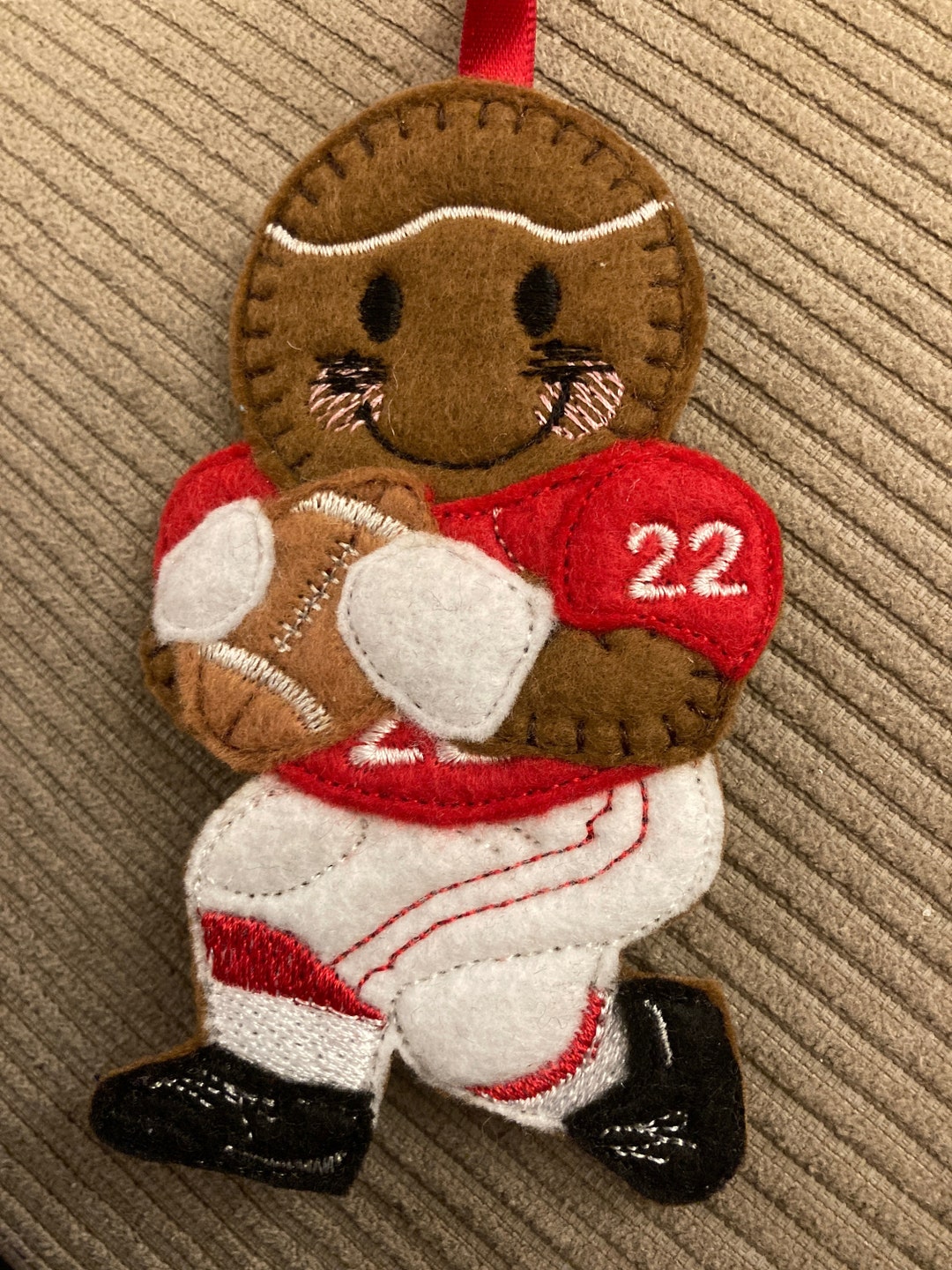 American Football Player Gingerbread Man Hanging Felt Decoration ...