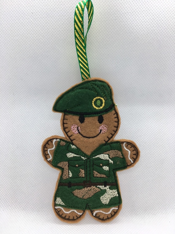 Green Beret Army Gingerbread Man Hanging Felt Decoration | Etsy