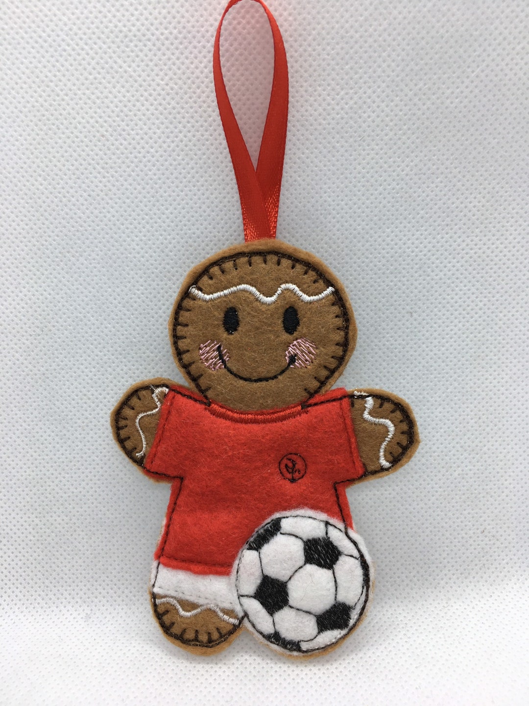 Footballer Football Ginger Gingerbread Man Hanging Felt Decoration ...