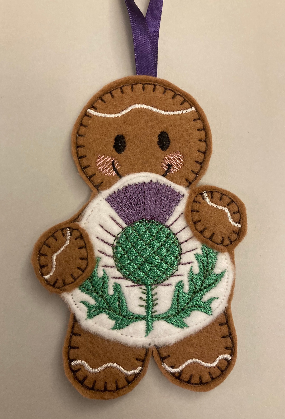 Gingerbread Scotsman Carrying Thistle Hanging Felt Decoration Christmas ...