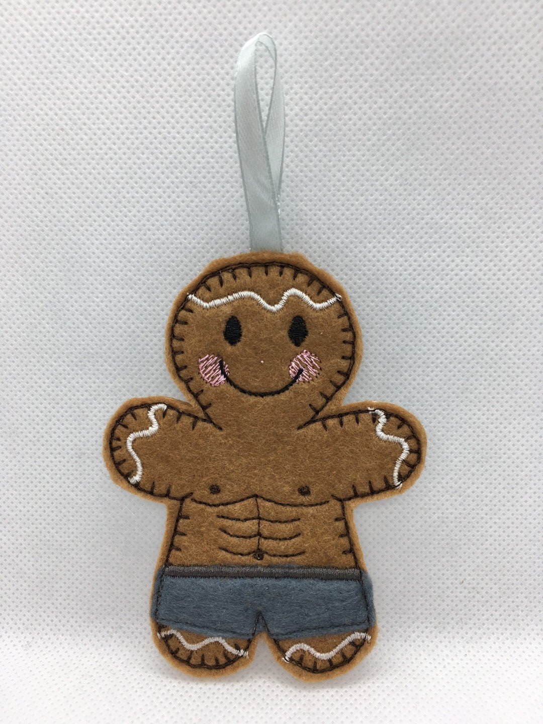 Bodybuilder Fitness Muscle Six Pack Gingerbread Man Hanging Felt ...