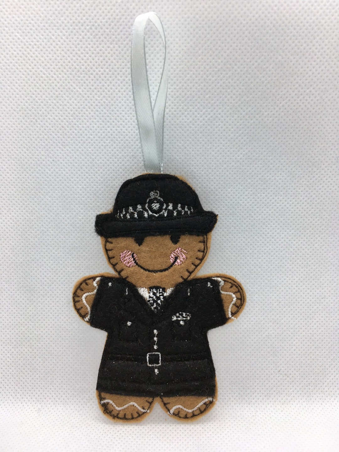 Ginger Police Lady Gingerbread Man Hanging Felt Decoration Christmas ...