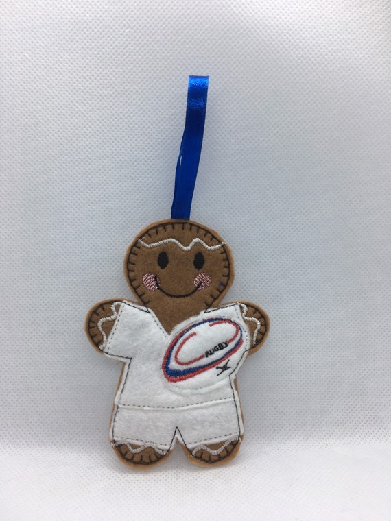 Rugby Player Man Gingerbread Hanging Felt Decoration Christmas - Etsy UK