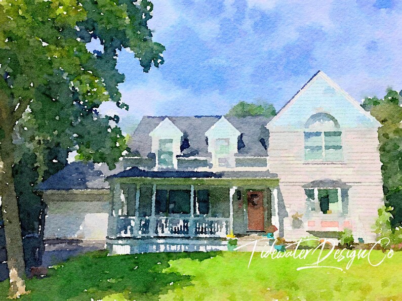 Watercolor House Custom Custom House Portrait First Home - Etsy
