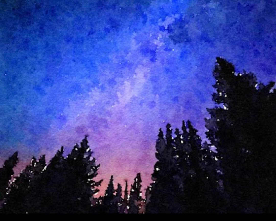 Night Sky Watercolor, Stars Watercolor Digital Download Art, Milkyway ...
