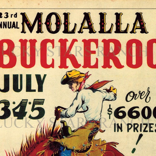 Molalla Buckaroo Cowboy Oregon Rodeo Poster Vintage Print - Etsy