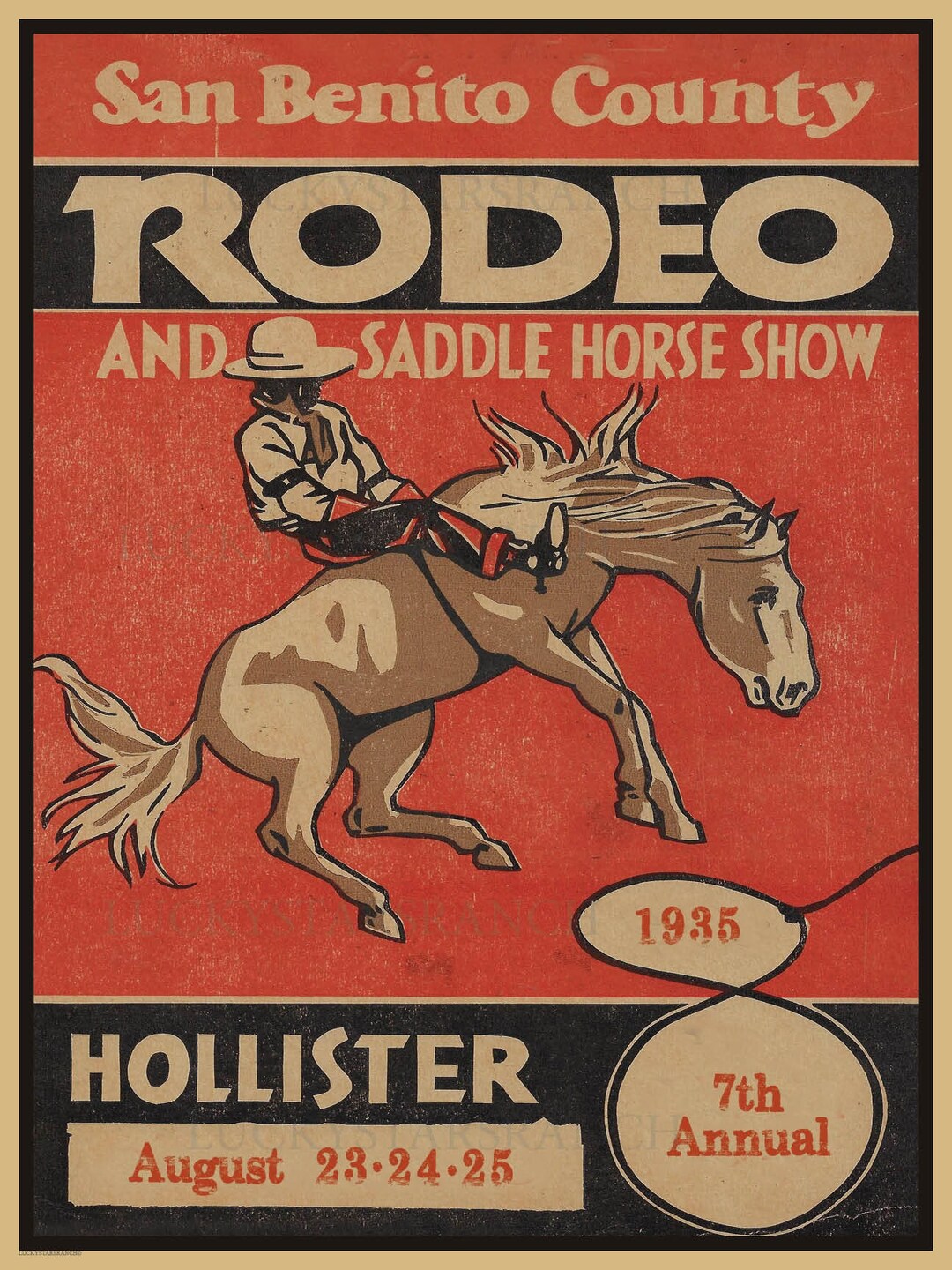 San Benito Hollister CA Vintage Rodeo Print 12x18 Rodeo Cowboy - Etsy