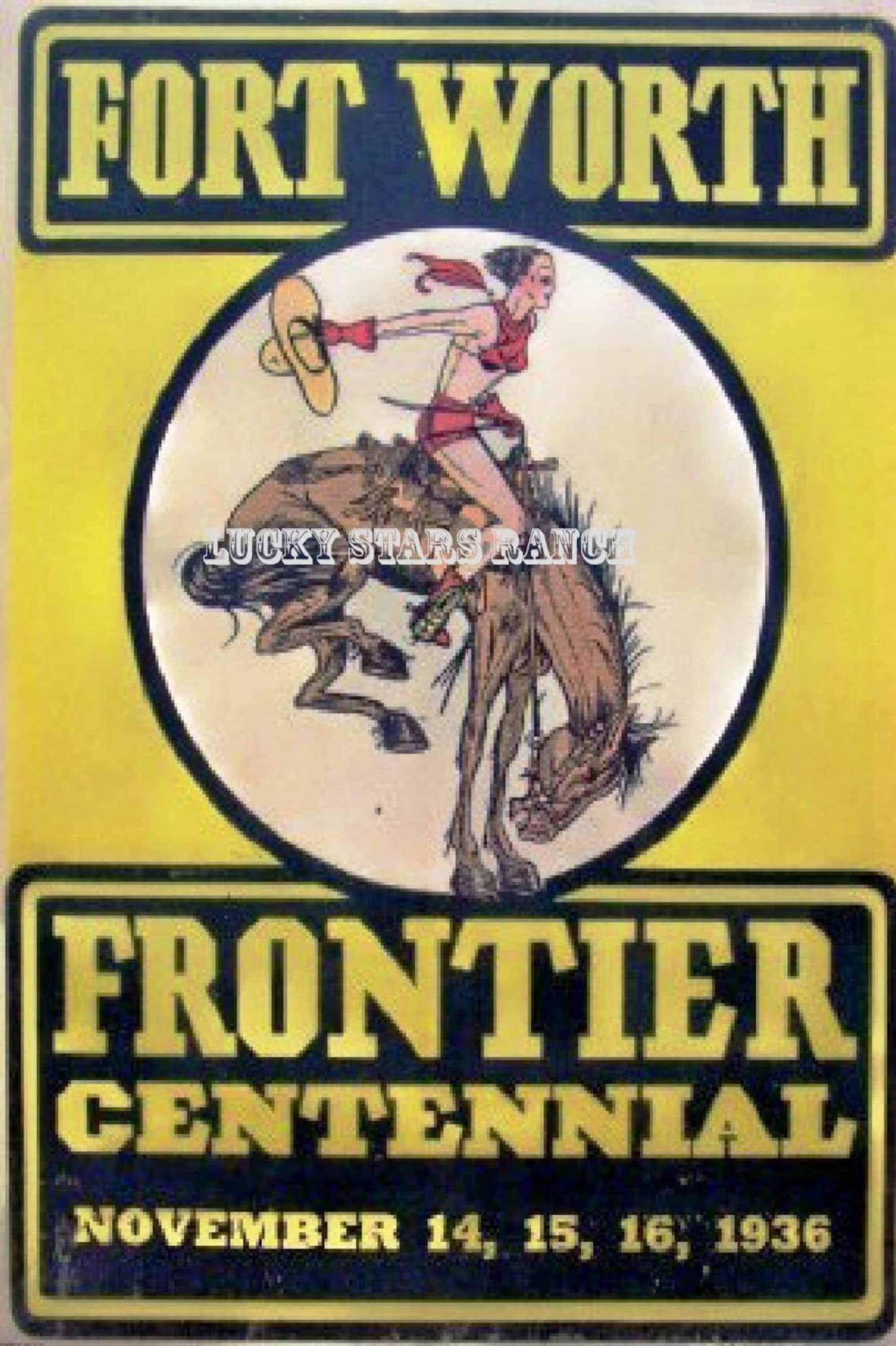 18x24 Ft Worth Fat Stock Show & Rodeo - 1936 Frontier Cowgirl Poster - Etsy
