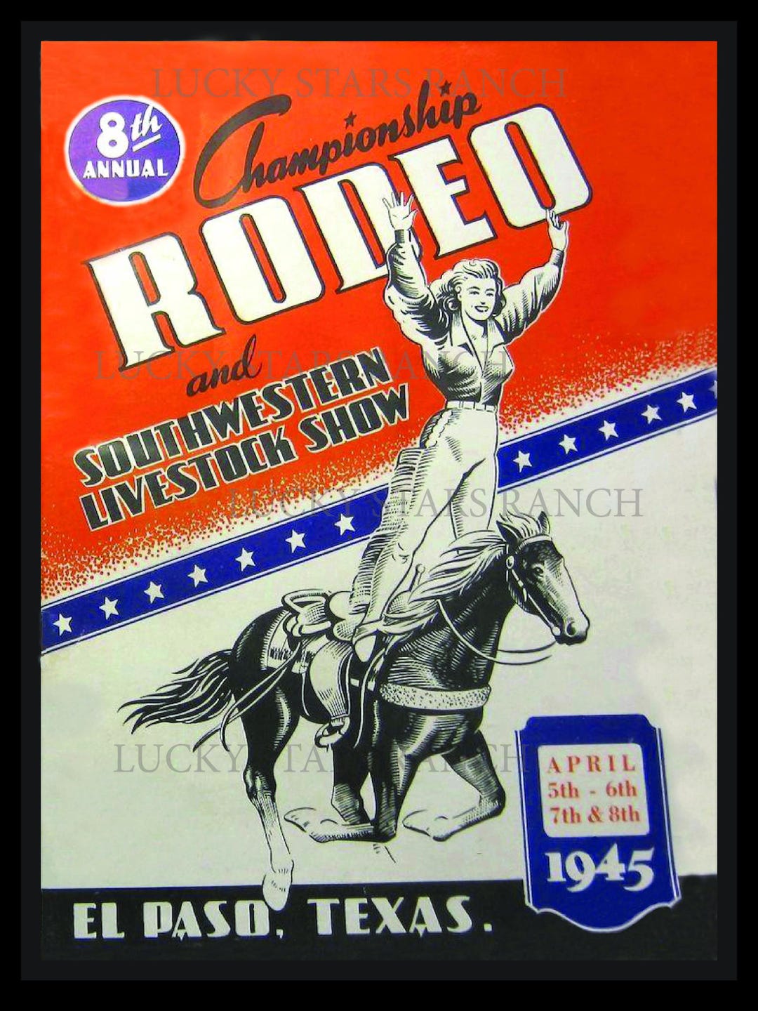 El Paso Texas 1945 Cowgirl Rodeo Vintage Print 12x18 - Etsy