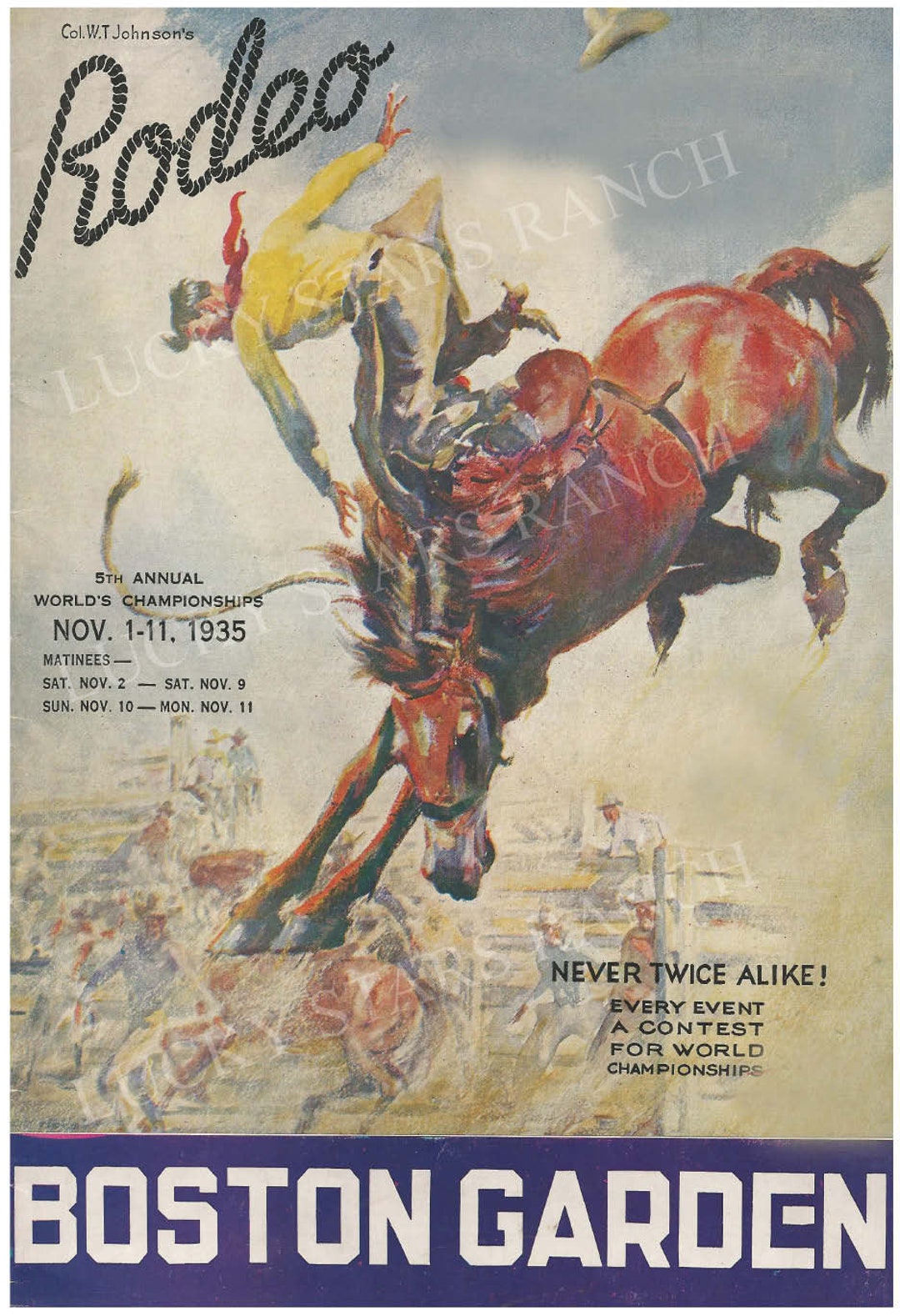Cowboy Rodeo Poster Boston Garden 1935 Vintage Rodeo Print 12x18 - Etsy
