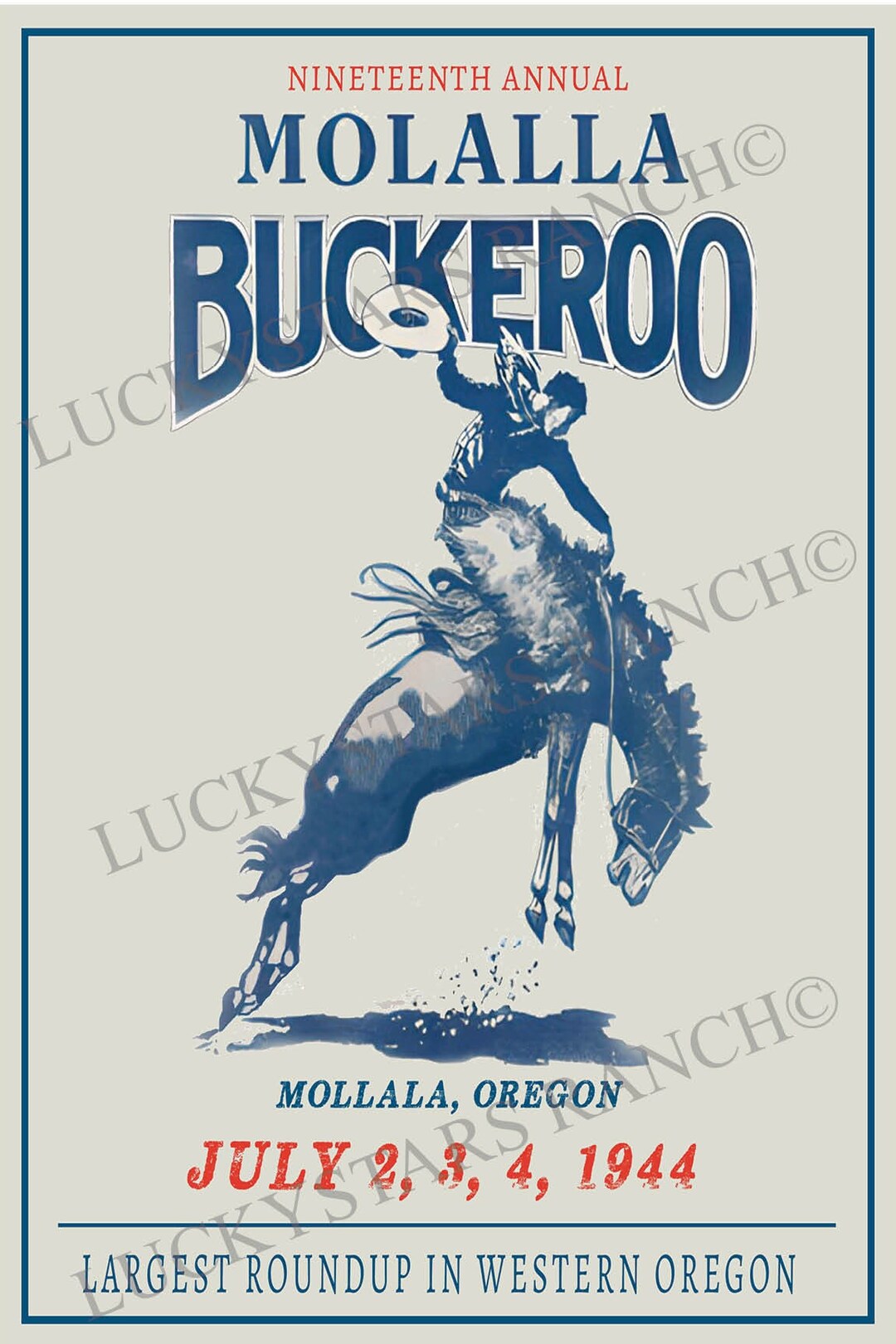 Molalla 1944 Rodeo Oregon Poster Vintage Print 12x18 - Etsy