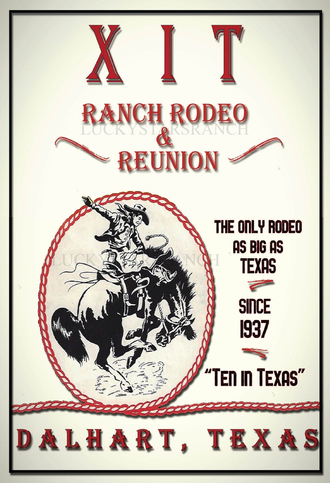 Cowboy Print - the XIT Ranch Rodeo, Dalhart, TX Est.1937 - 18x24 Rodeo ...