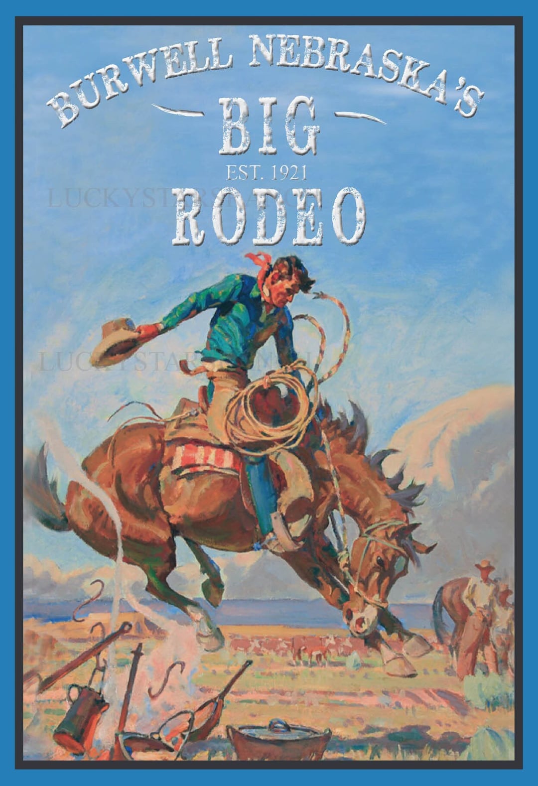 Burwell, Nebraska BIG Rodeo Poster Cowboy Vintage Print 12x18 - Etsy