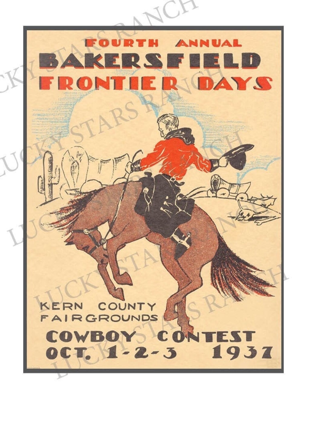 Cowboy Rodeo Poster Bakersfield, CA Vintage Rodeo Print 18x24 - Etsy