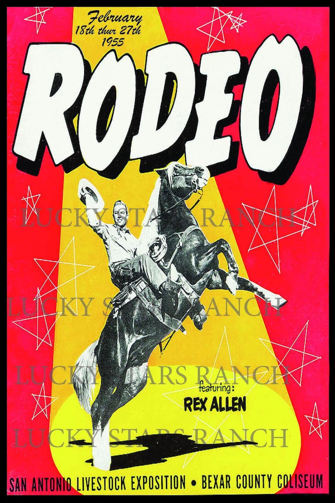 San Antonio Rodeo 1955 Rex Allen Poster Vintage Print 12x18 Rodeo Cowboy - Etsy