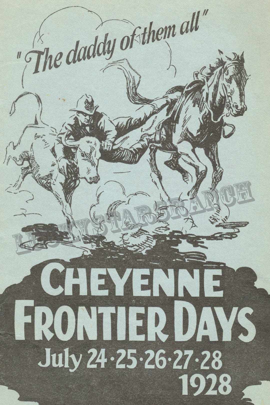 Cheyene Frontier Days Daddy of 'em All 1928 Cowboy Cowgirl Rodeo 18x24 ...