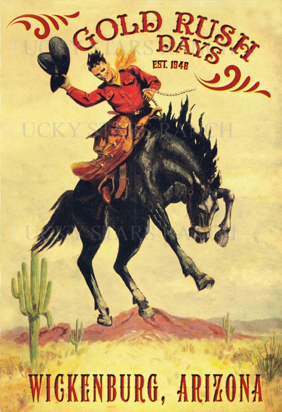 Wickenburg AZ Gold Rush Rodeo 1928 18x24 Cowboy Print | Etsy