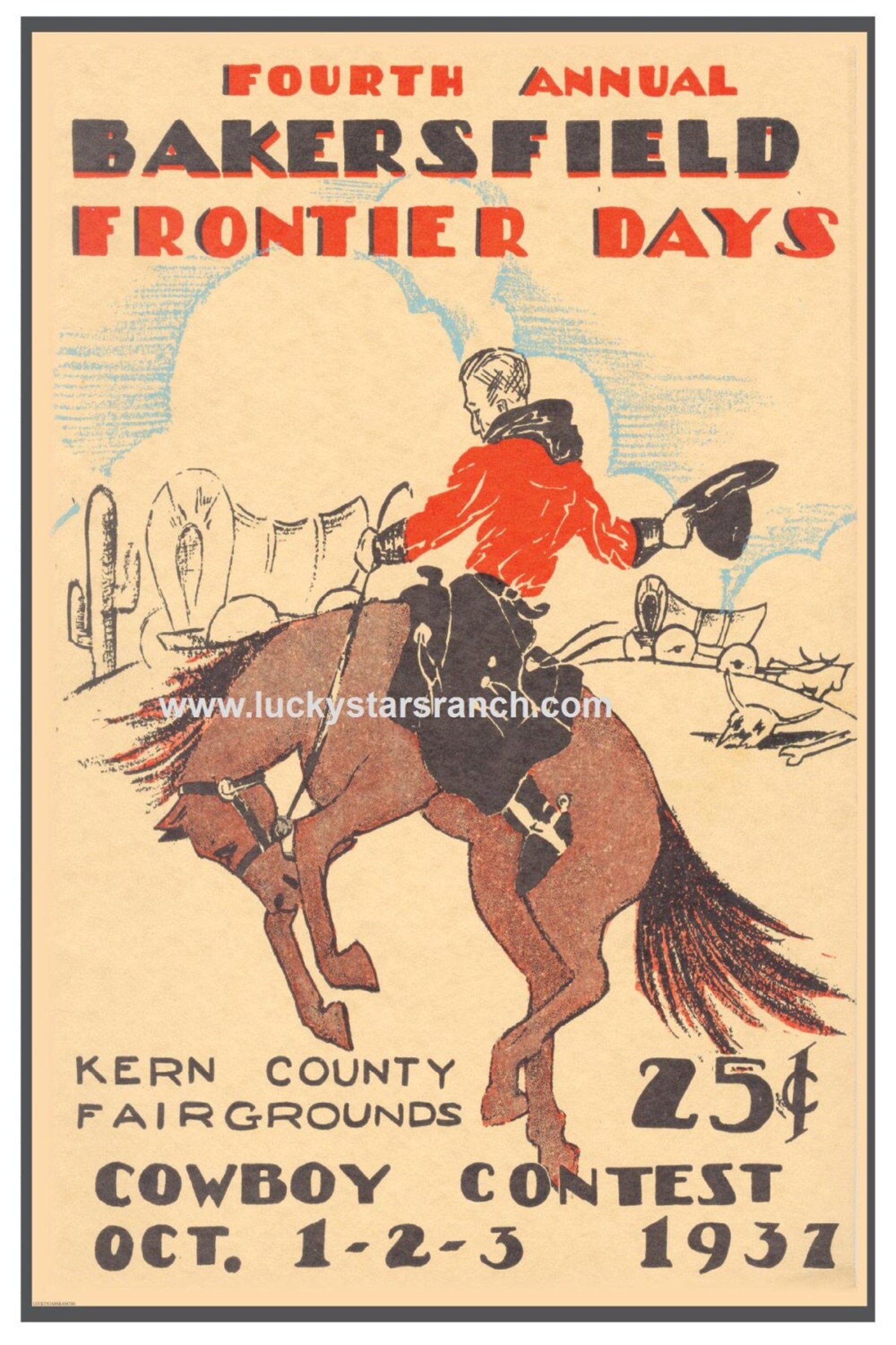 Cowboy Rodeo Poster Bakersfield, CA Vintage Rodeo Print 12x18 - Etsy