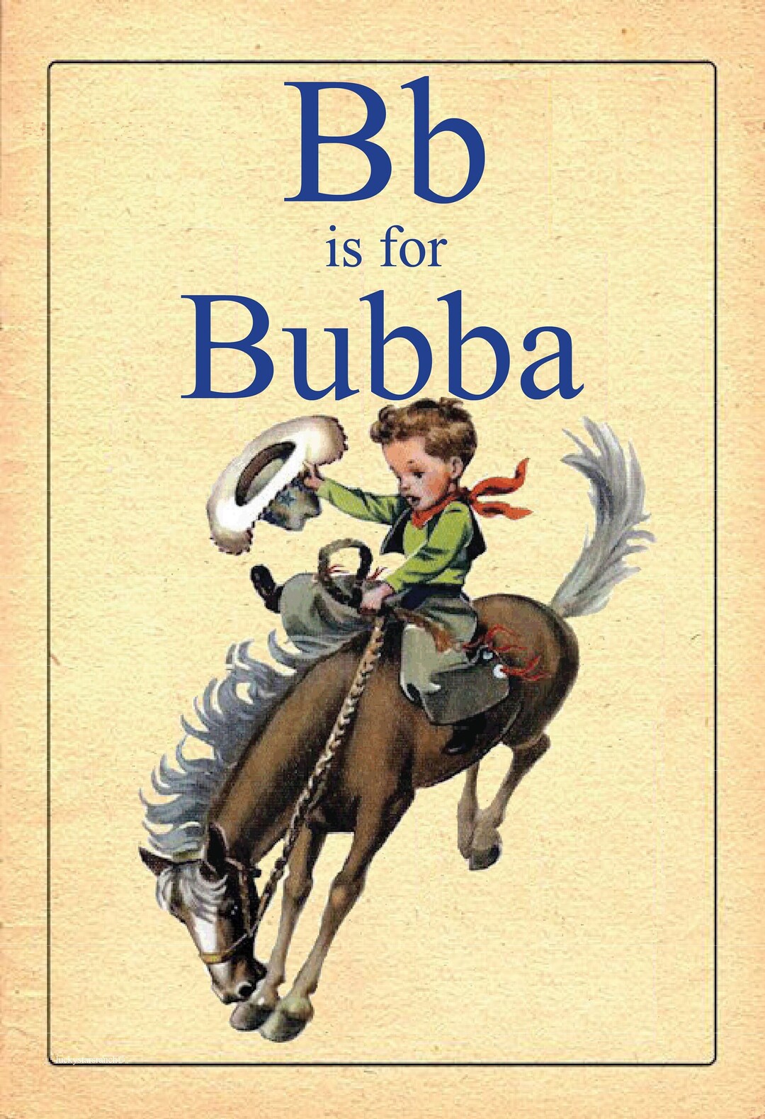 B is for Bubba - 12x18 Print Rodeo Cowboy - Etsy