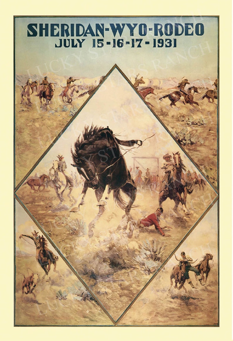 Sheridan WY Rodeo 1928 18x24 Cowboy Print | Etsy