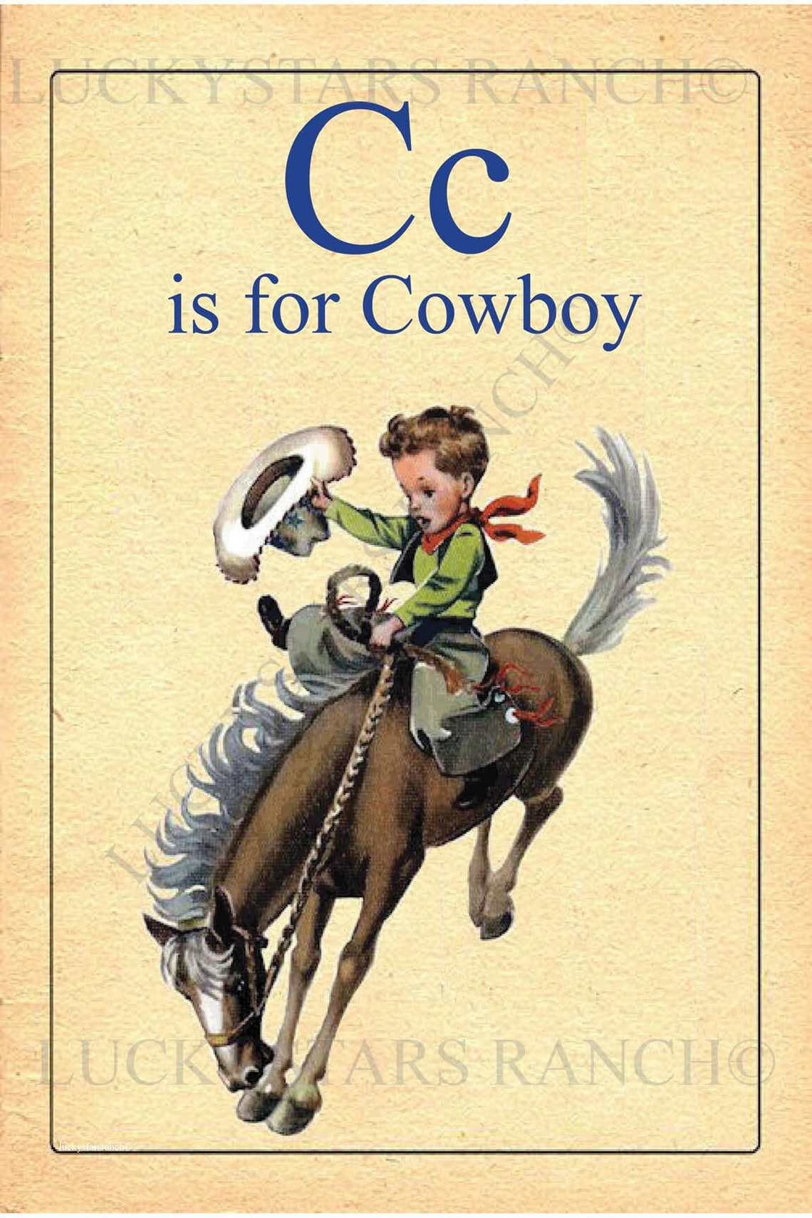 C is for Cowboy Buckaroo - 12x18 Print - Etsy